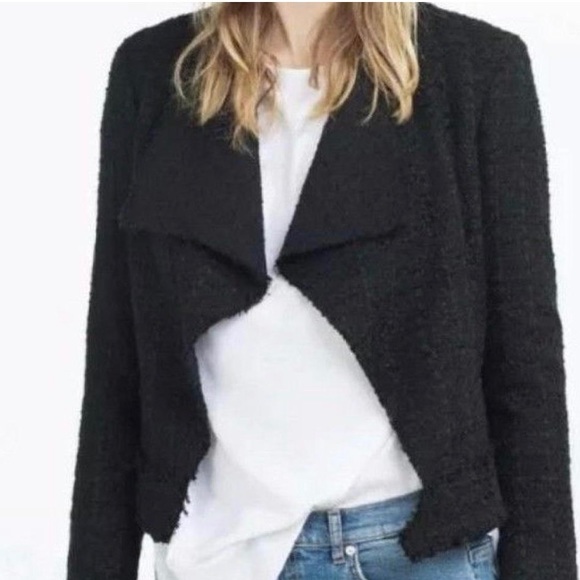 Zara | Jackets & Coats | Zara Tweed Drape Waterfall Blazer Jacket Xs Nwt | Poshmark
